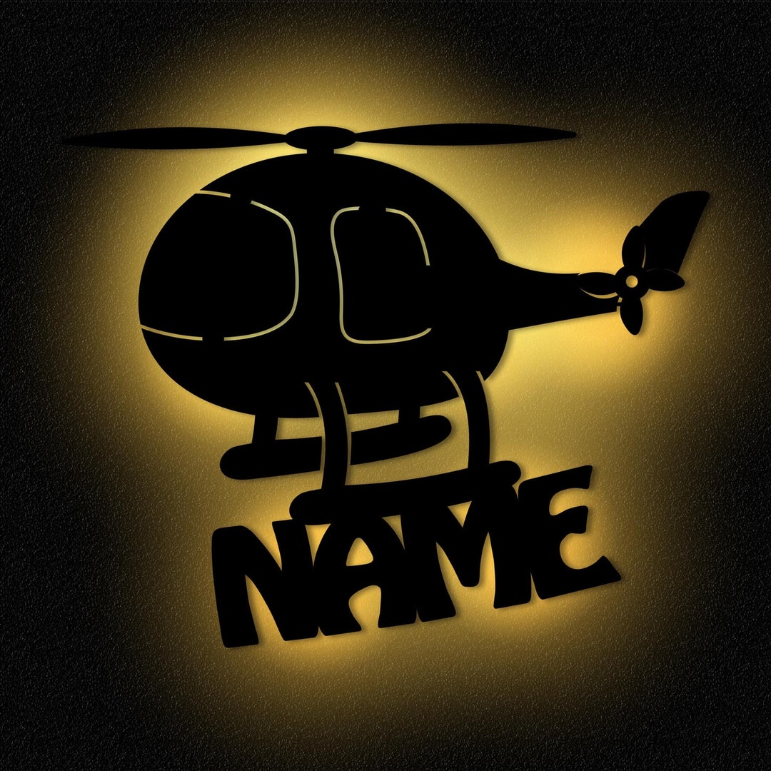 LED Helicopter Helicopter Wooden Wall Lamp Night Light Wall - Etsy