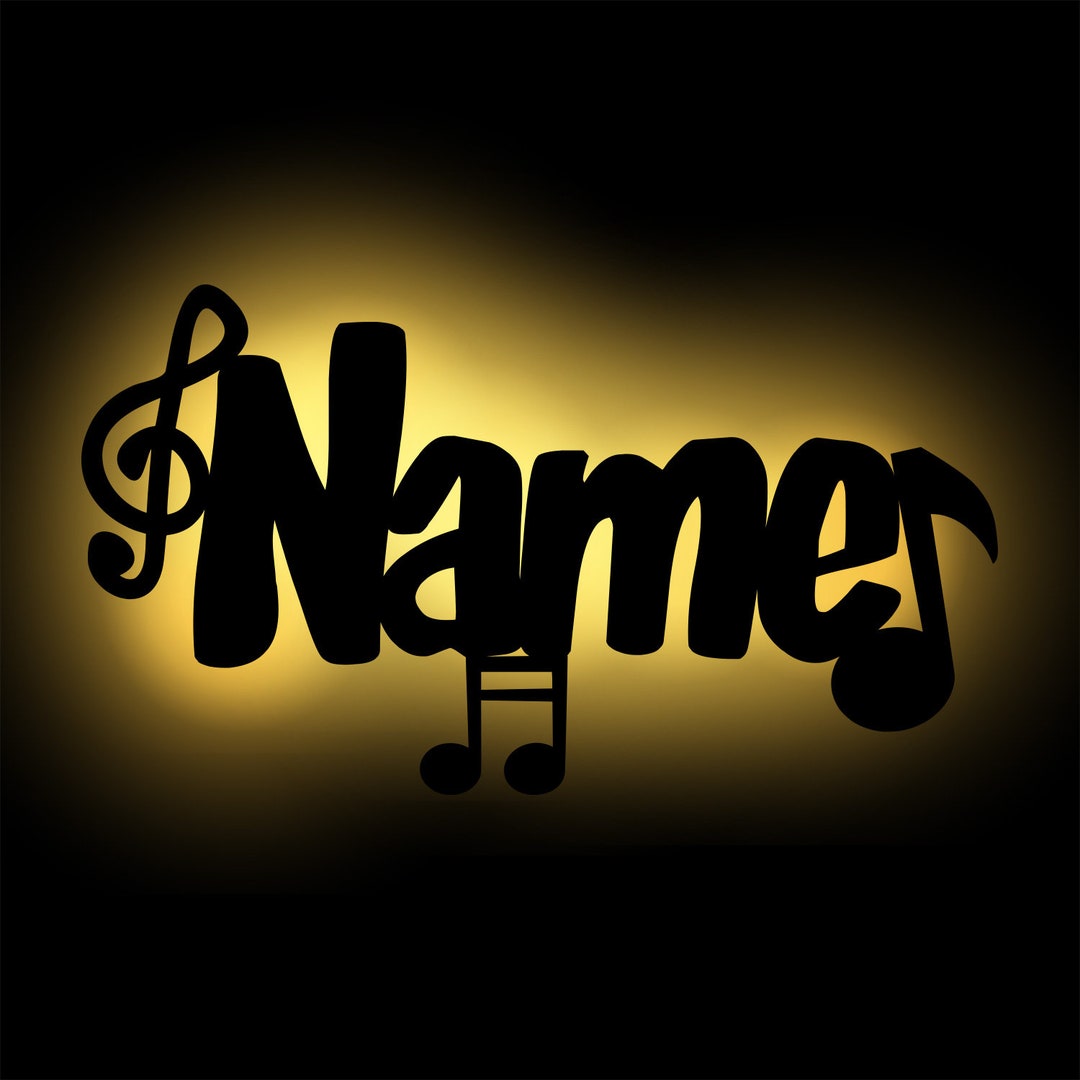 Music Notes Name Wooden Decorative Wall Lamp Snooze Light Night Light ...