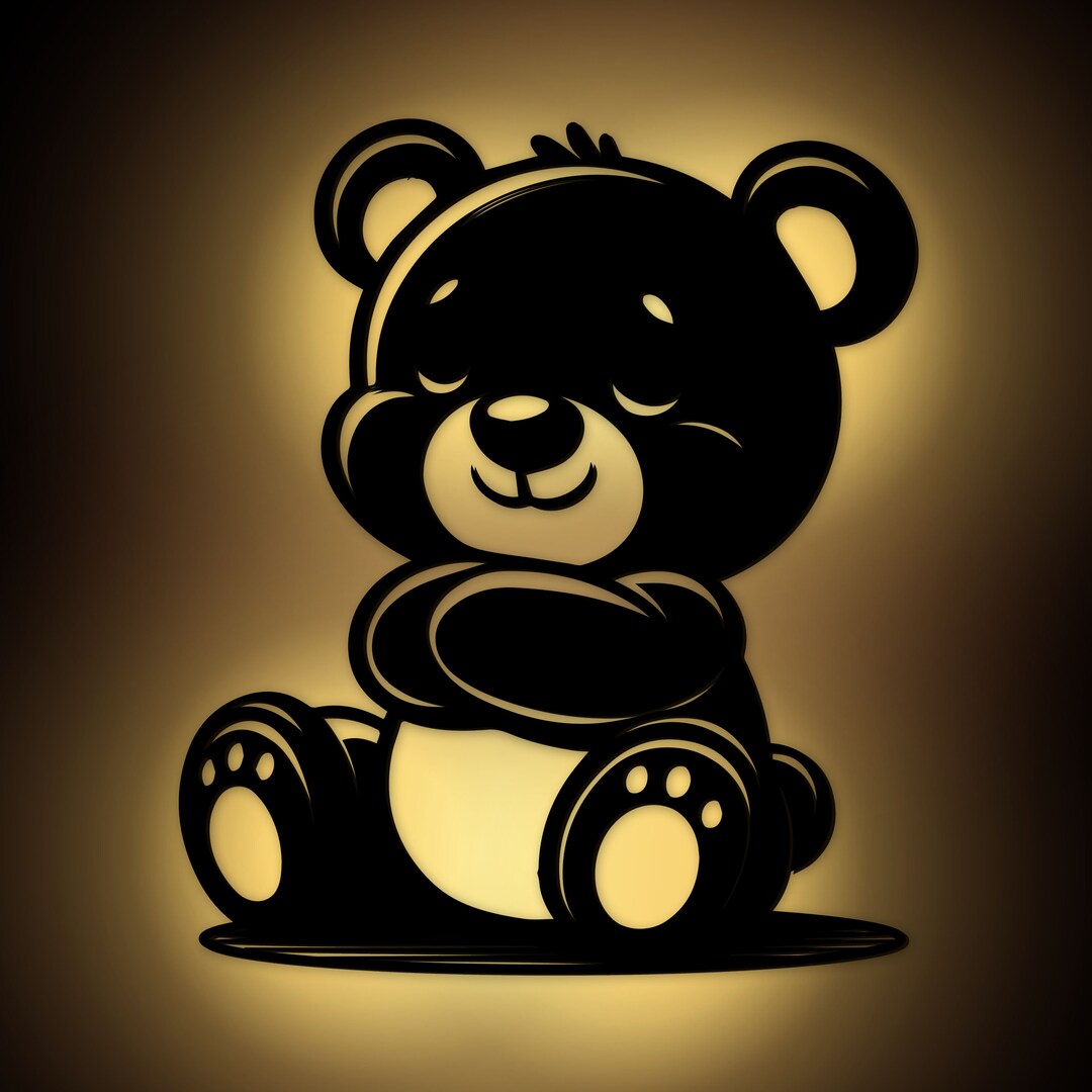 Baby Teddy Bear Teddy Wall Decoration LED Decoration Lamp DIY MDF Wood ...