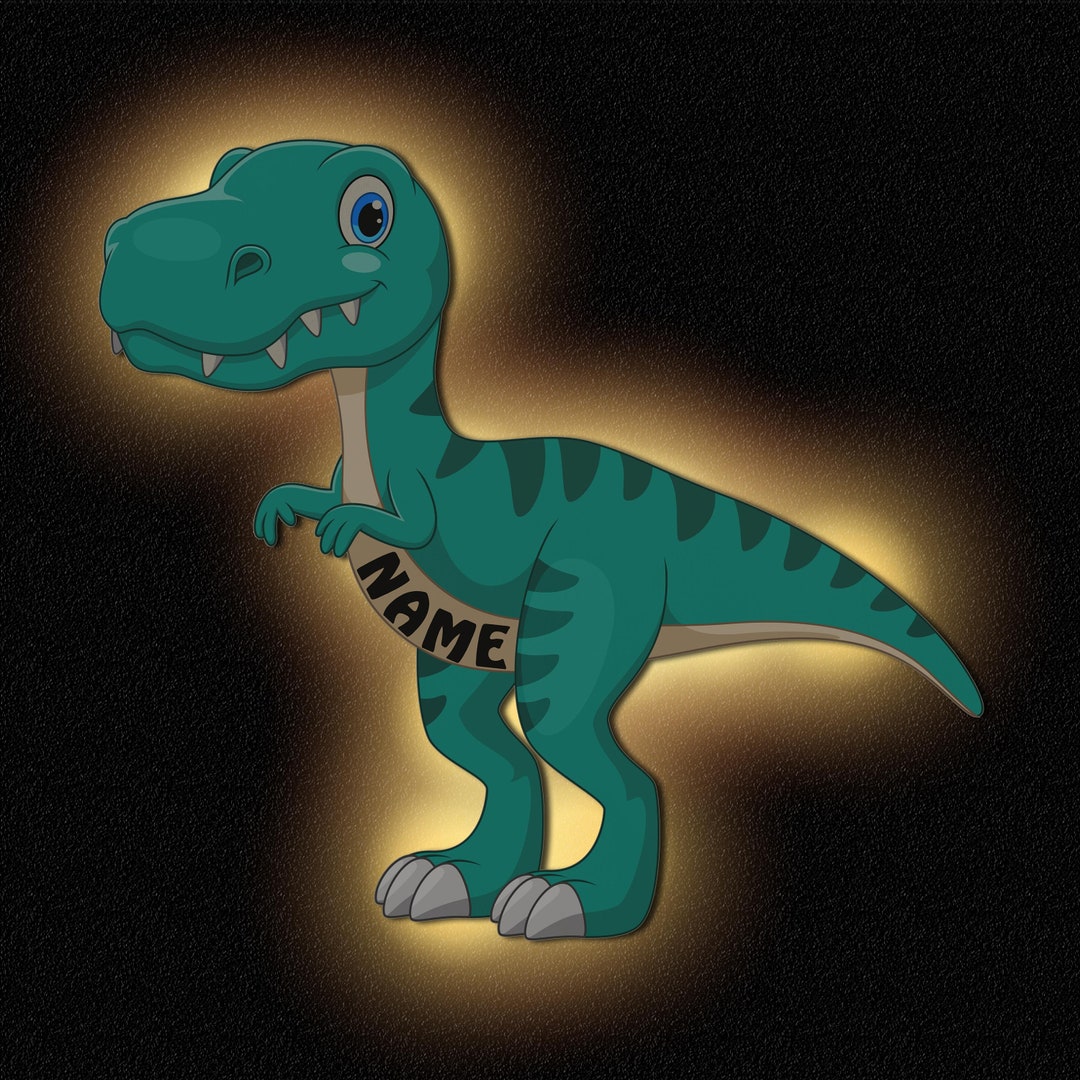Dino Lamp Night Light With Name I LED Wooden Wall Decoration Gift for ...