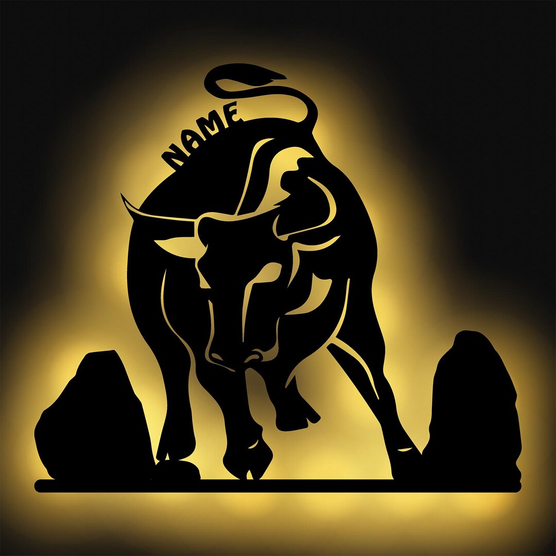 LED Stier Deko Wand Lampe Nachtlicht Schlummerlicht personalisiert mit ...
