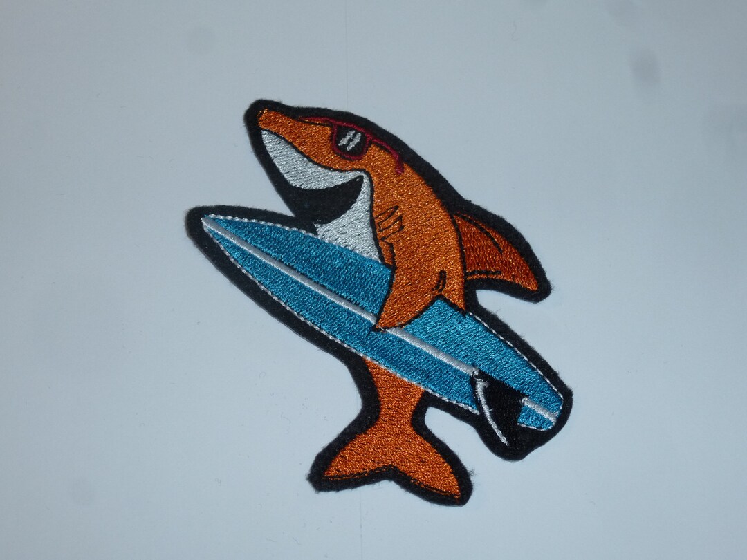 Shark Surfer Surfboard Trouser Patches Iron-on Patch Approx. 8 - Etsy