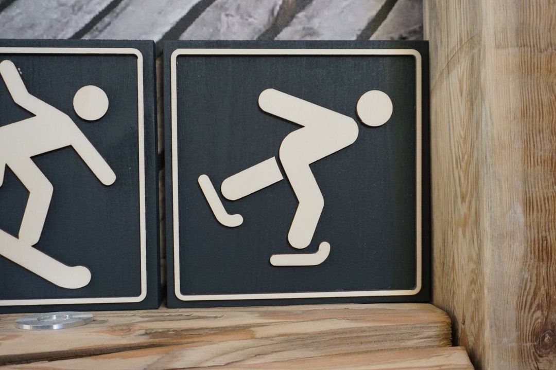 Speed Skating Pictogram SMALL, Sign, Winter, Decoration, Wood, Home ...