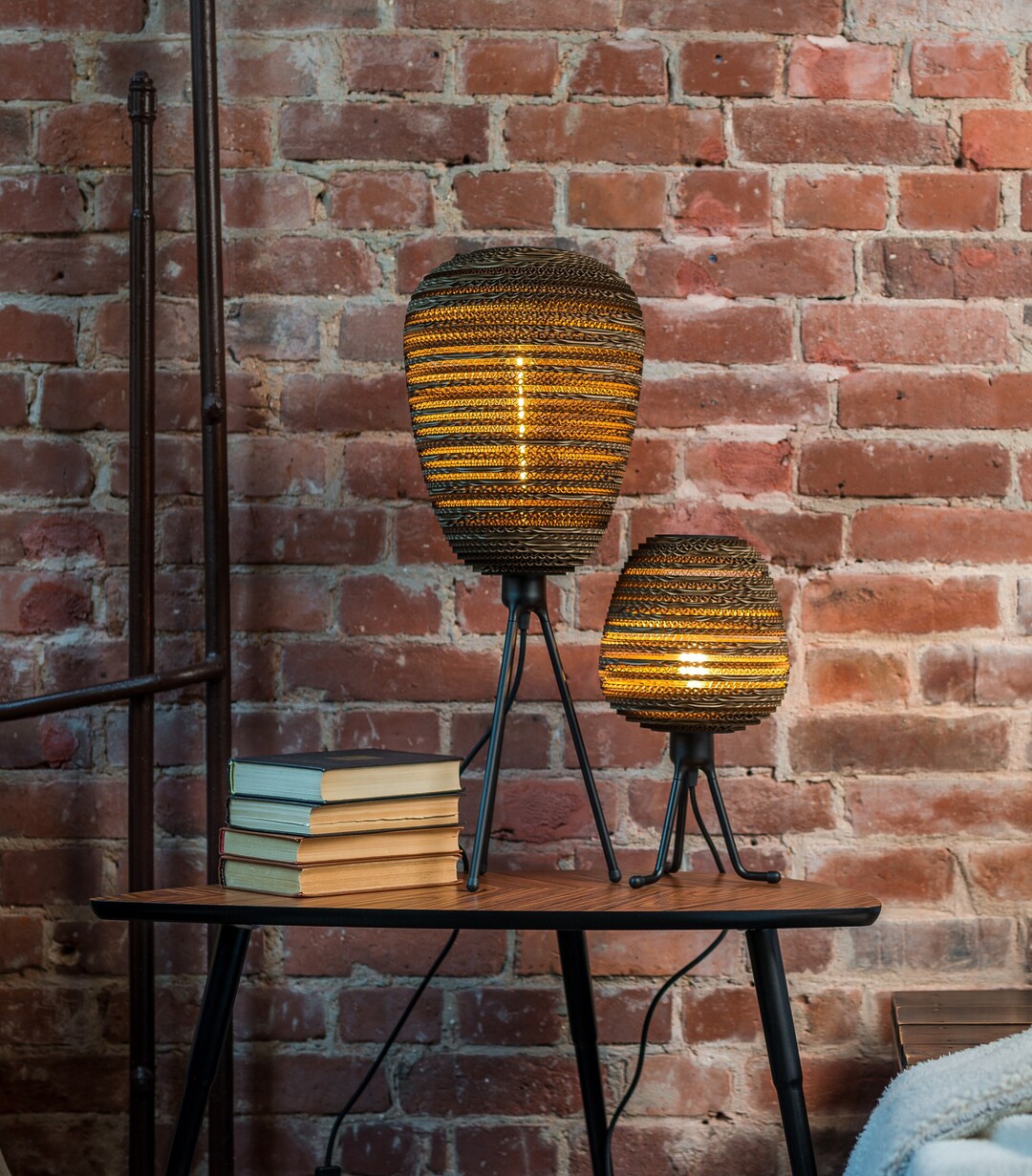 Cardboard Table Lamp, Minimalist Home Lighting, Eco-friendly Handmade ...