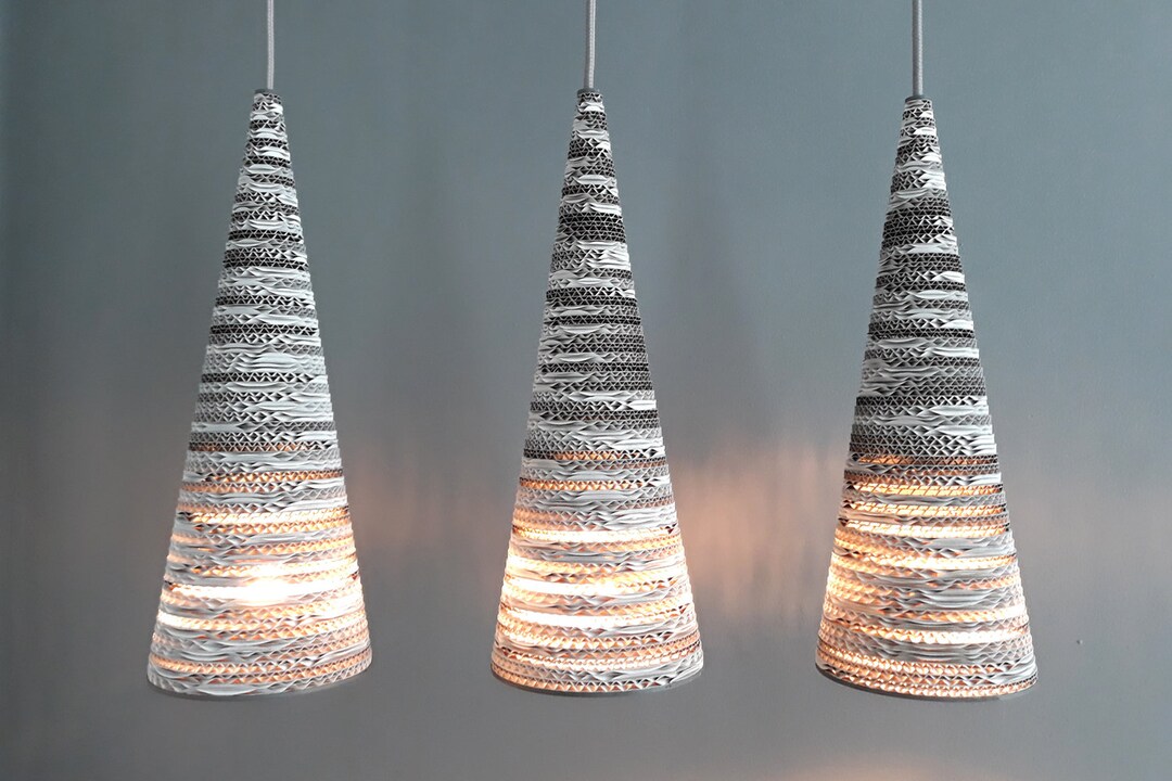 Triple Hanging Lamp Made of Cardboard BIRCH 3 - Etsy