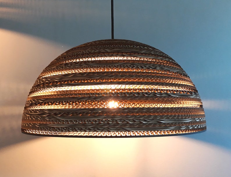 Round Hanging Lamp Made of Cardboard - HEMISPHERE 45 - Etsy