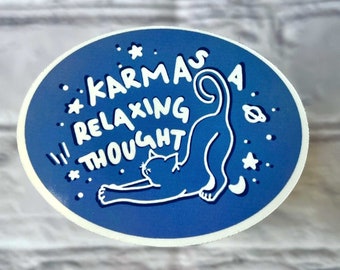 Karma Sticker/karma Vibes Cat Sticker - Etsy