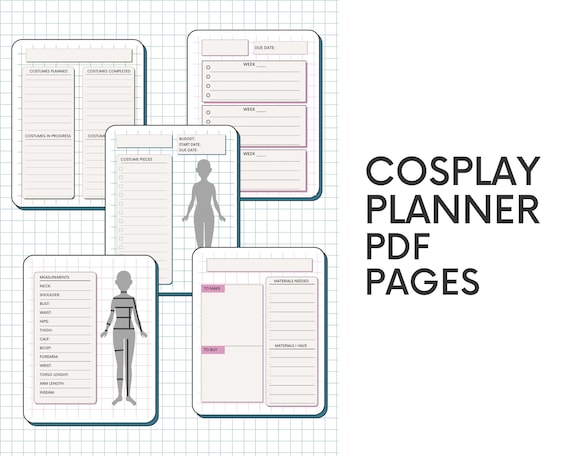 Cosplay Planner Downloadable PDF Pages Cosplay Calendar / - Etsy