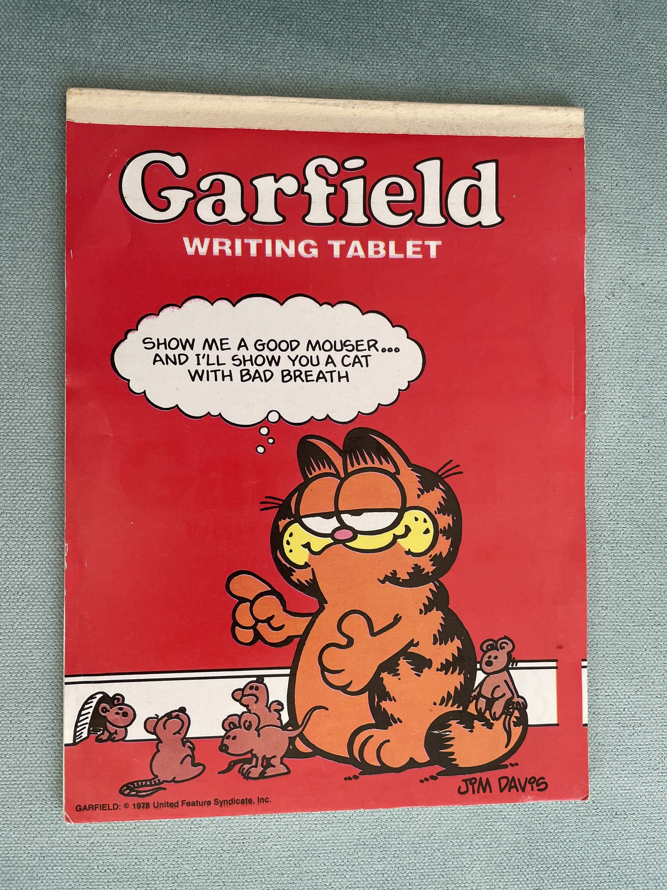 Vintage Garfield Paper Writing Tablet Notepad 1978 | Etsy