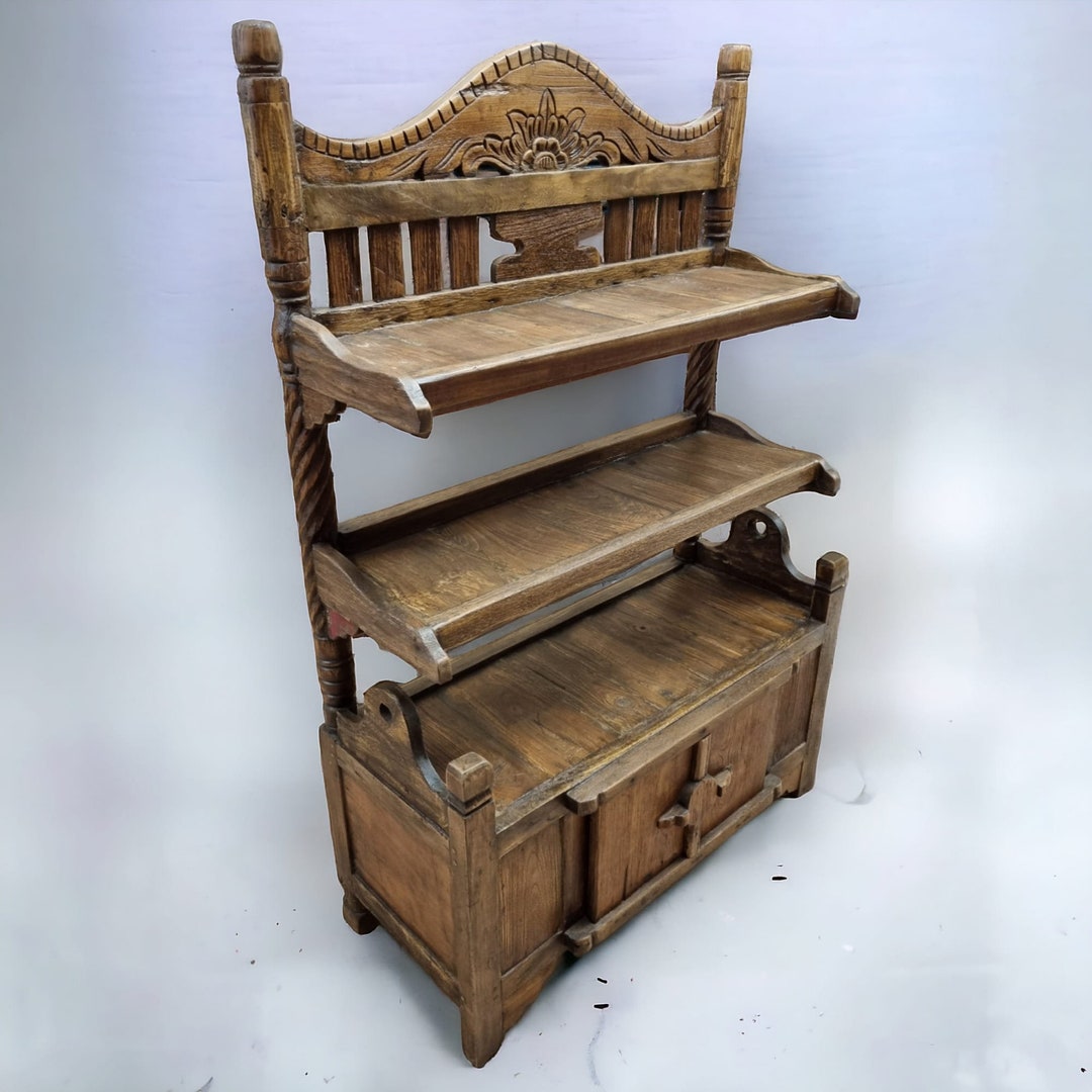 Solid Teak Wood Shelf Made From Reclaimed Wood Ca 150x100cm Hallway or ...