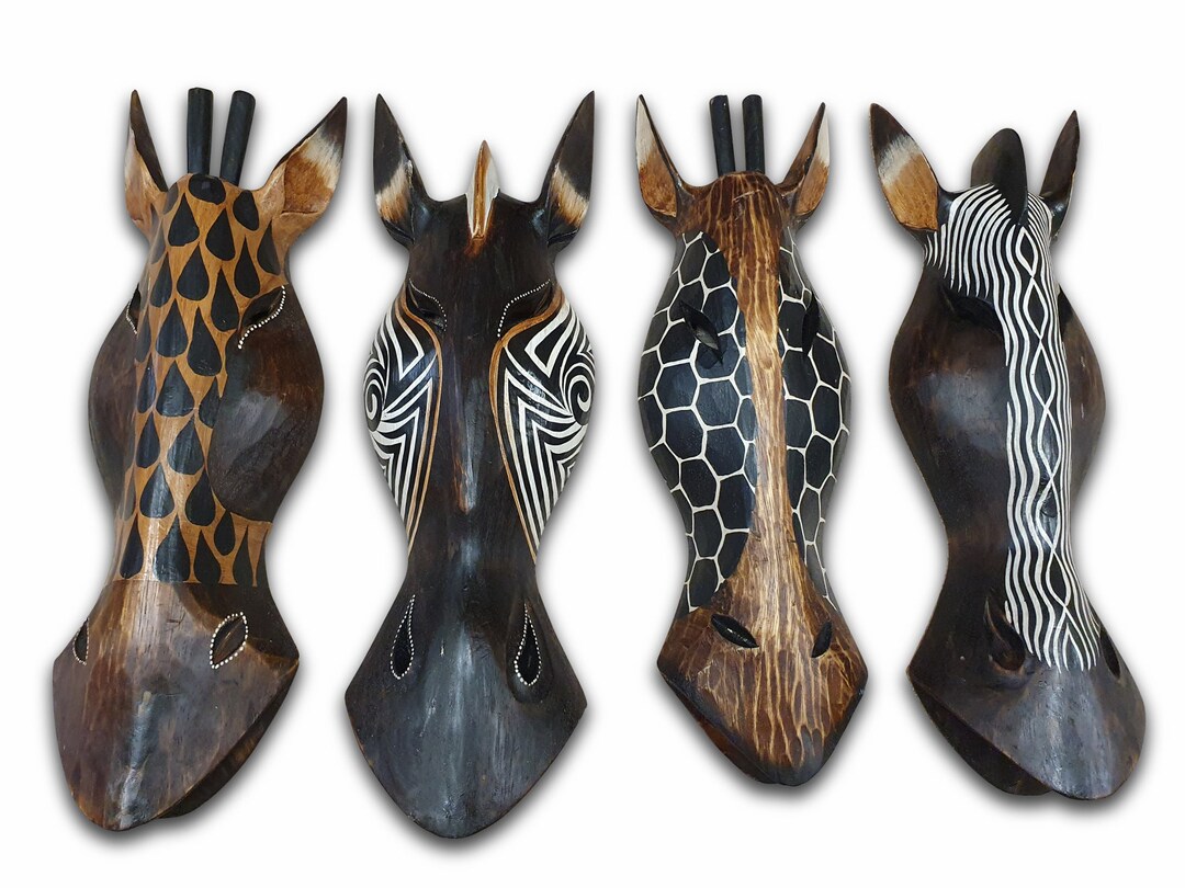 Wooden Mask Zebra or Giraffe 3 Sizes to Choose From 30/50/100 Cm Solid ...