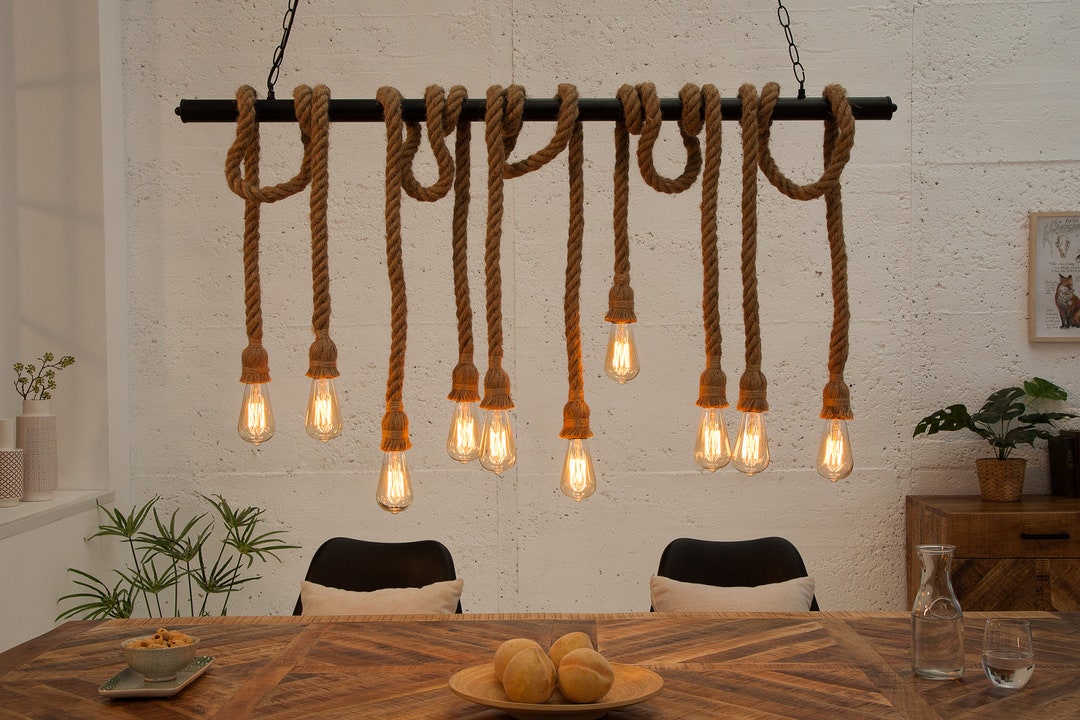 Ceiling Lamp Made From Hemp Rope 120cm Maritime Hanging Lamp Made of ...