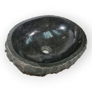 Natural Stone Washbasin Andesite Marble 15 X 45 X 35 Cm Round Marble ...
