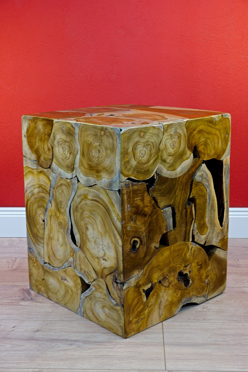 Teak Root Wood Side Table Square Solid Wood Table Made of - Etsy