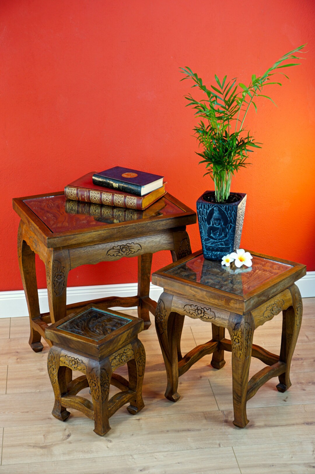Solid Wood Side Table Set Made of Suar Wood 3 Wooden Tables as a Table ...