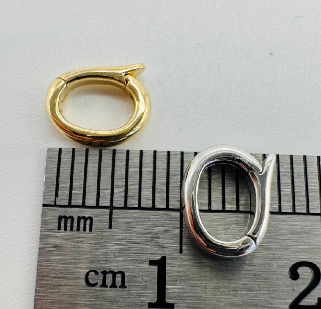 18K Solid Gold YG WG Connector Bail-pendant Bail Clasp Oval Connector ...