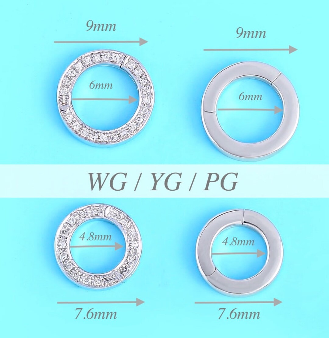 18K Solid Gold style1connector Bail-pendant Bail Clasp Round 18K WG PG ...