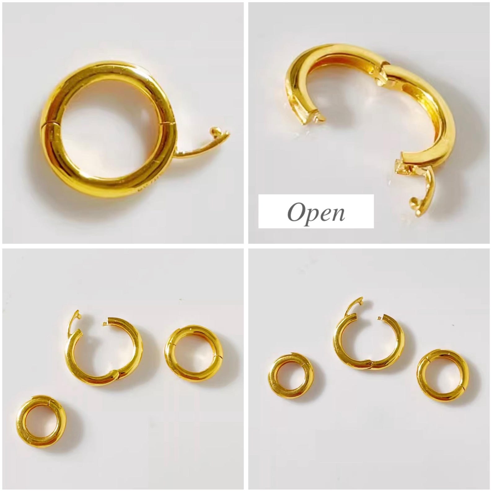 18K Solid Gold YG WG Connector Bail-pendant Bail Clasp Round Circle ...