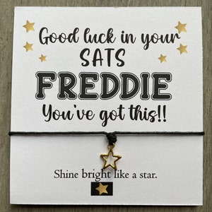Sats, GCSE, Exam Good Luck Gifts, PERSONALISED, Wish Bracelet, School ...