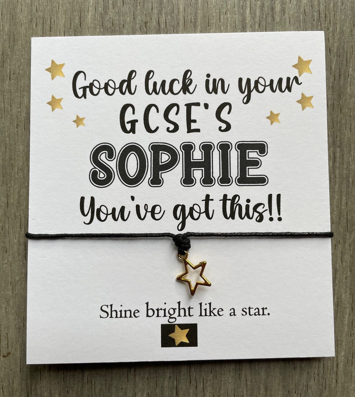 Sats, GCSE, Exam Good Luck Gifts, PERSONALISED, Wish Bracelet, School ...