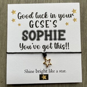 Sats, GCSE, Exam Good Luck Gifts, PERSONALISED, Wish Bracelet, School ...