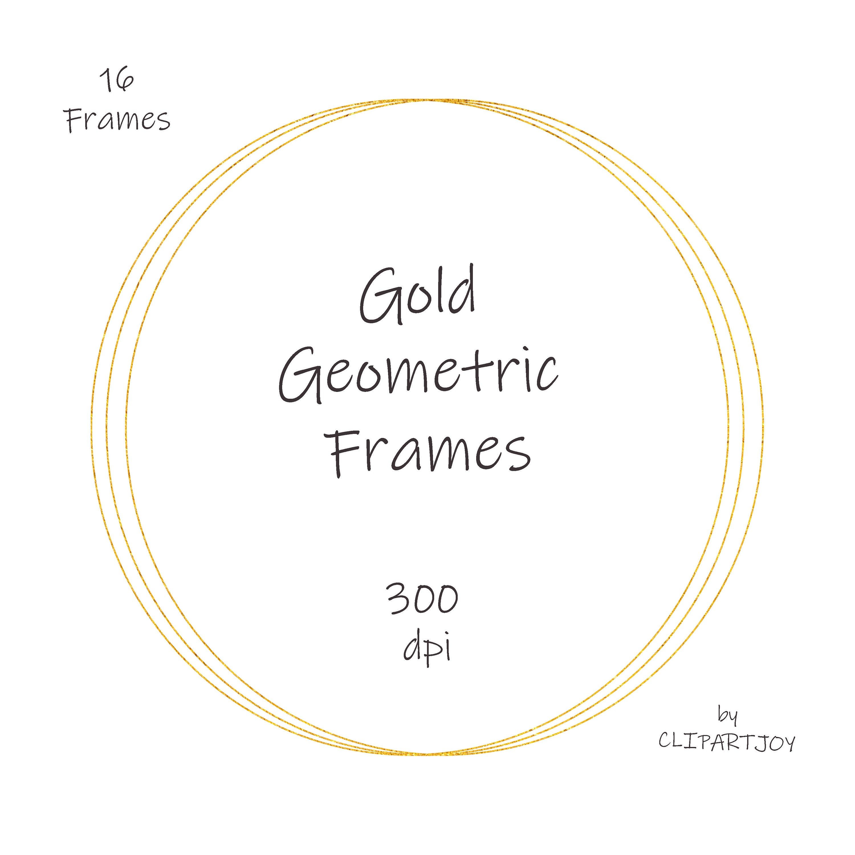 Gold Geometric Frames Clipart: Premade Graphics. 16 Frame Templates ...