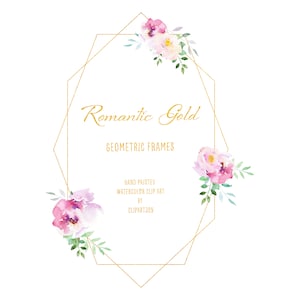 Gold Floral Frames: Geometric Graphic Frames With Flowers. PNG ...