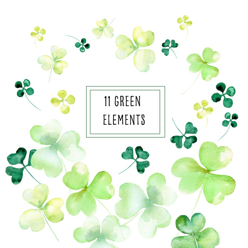 Shamrocks and Clover Clipart: St. Patricks Day Graphics. 19 Elements in ...
