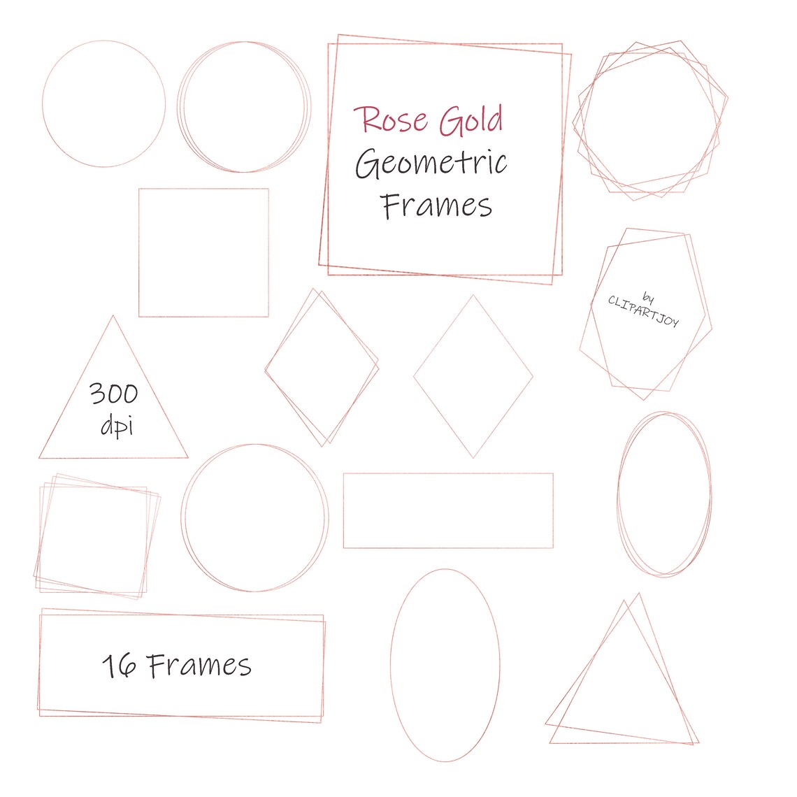 Rose Gold Geometric Frames Clipart: 16 Pre-made Graphic - Etsy