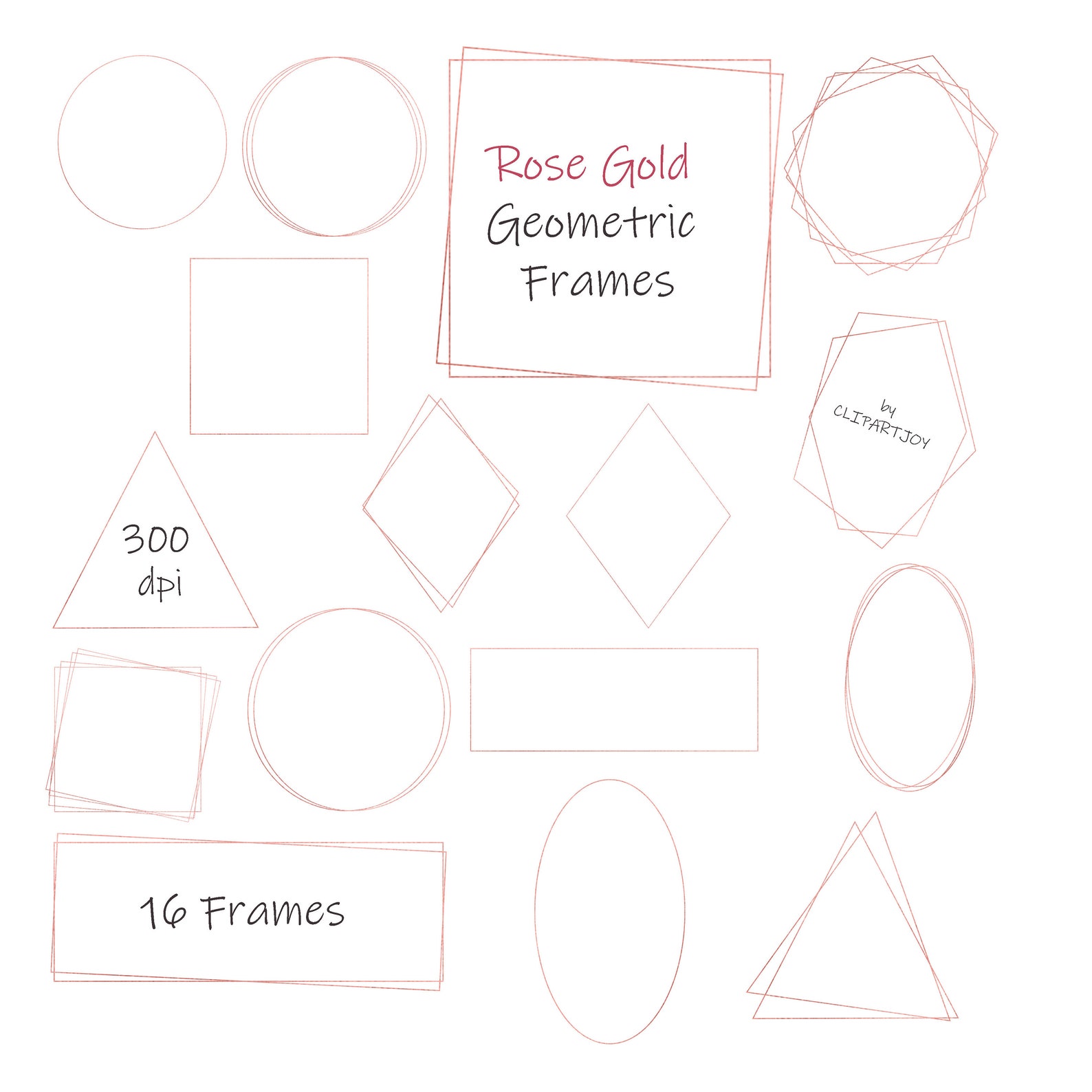 Rose Gold Geometric Frames Clipart: 16 Pre-made Graphic - Etsy