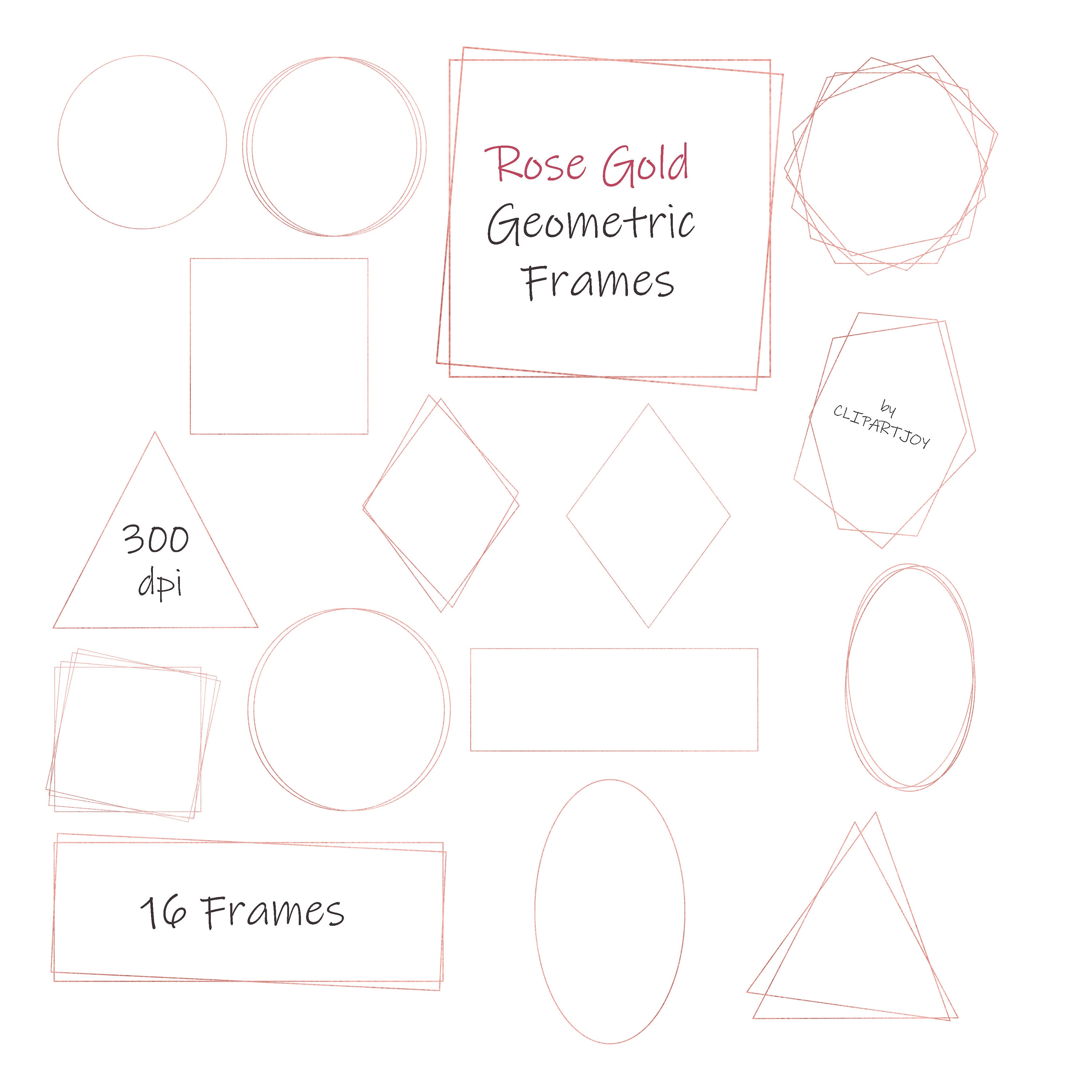 Rose Gold Geometric Frames Clipart: 16 Pre-made Graphic - Etsy