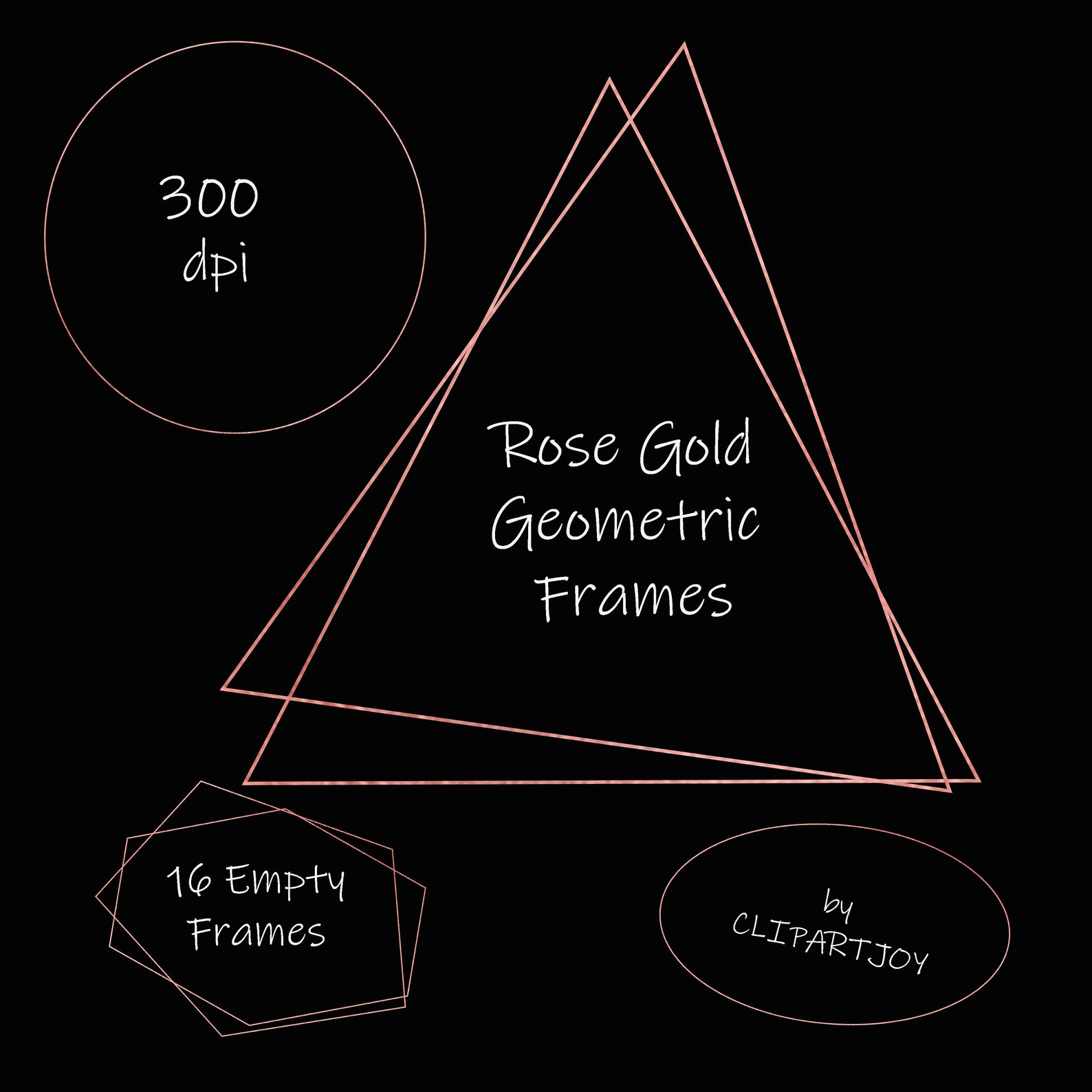 Rose Gold Geometric Frames Clipart: 16 Pre-made Graphic - Etsy