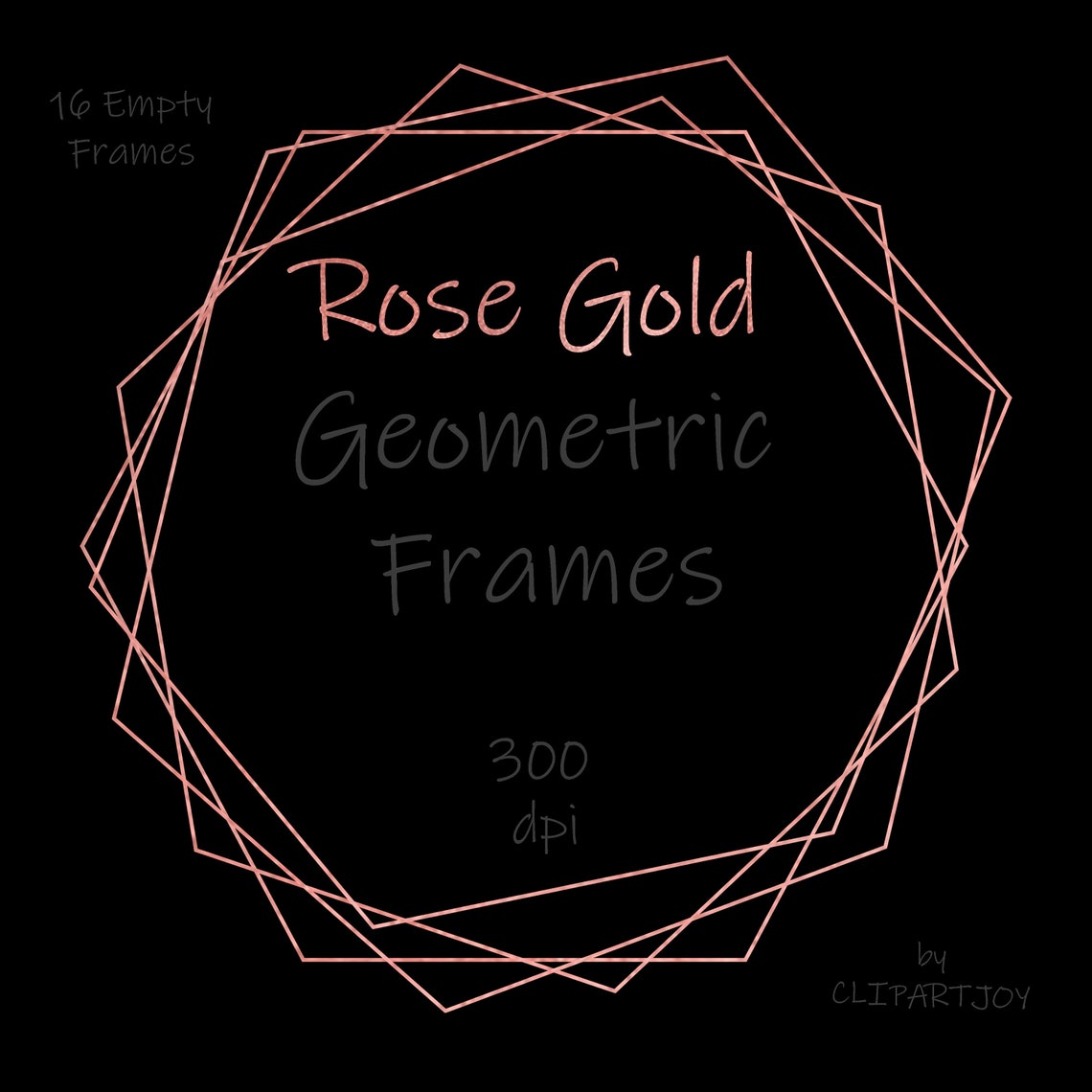 Rose Gold Geometric Frames Clipart: 16 Pre-made Graphic | Etsy