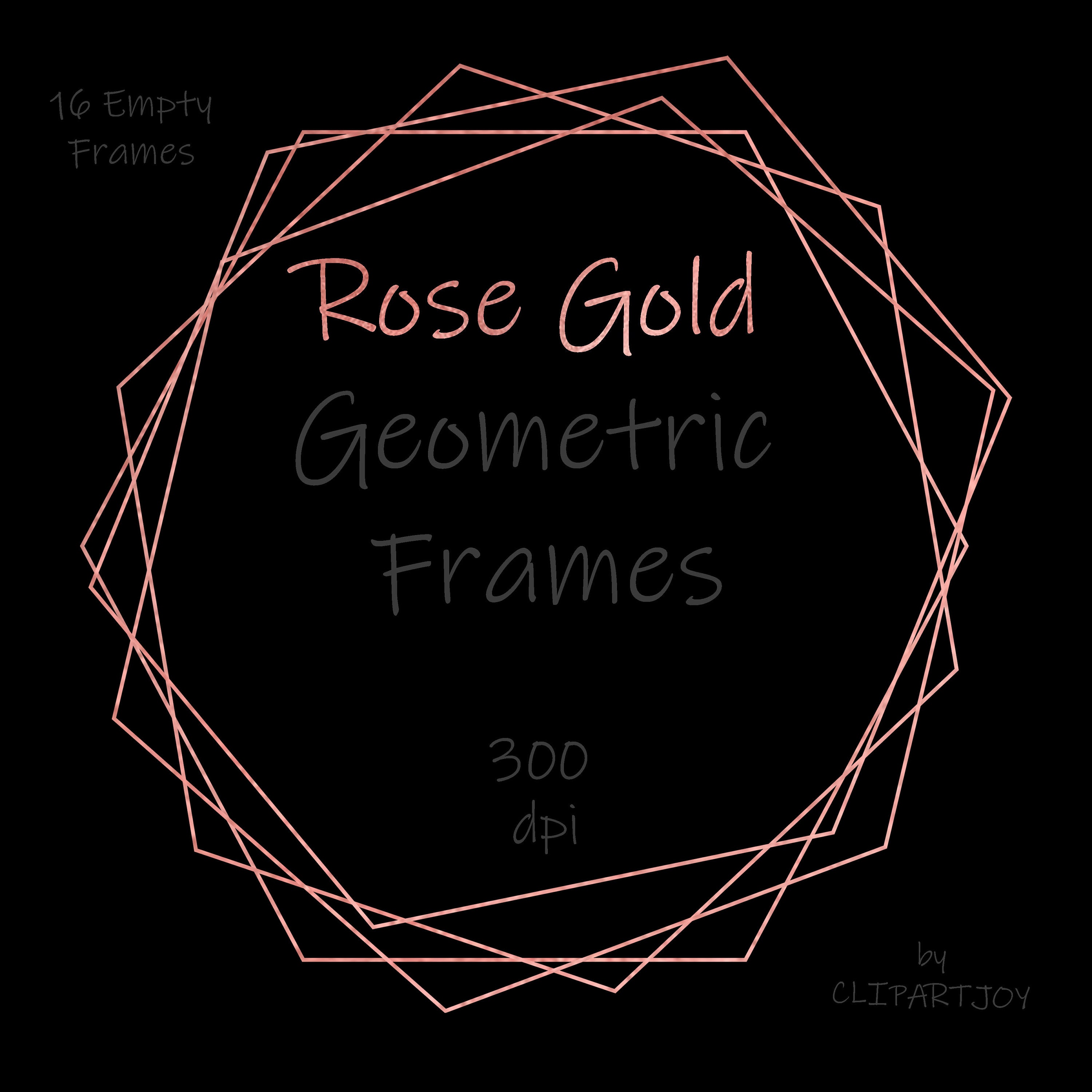 Rose Gold Geometric Frames Clipart: 16 Pre-made Graphic - Etsy