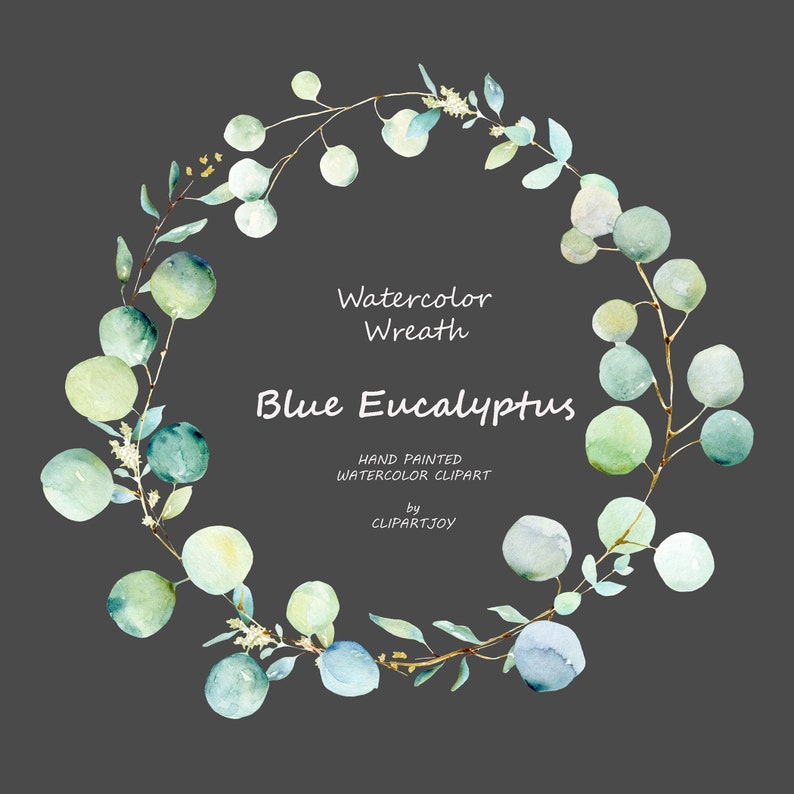 Watercolor Eucalyptus Wreath Clipart: Handpainted Graphic - Etsy
