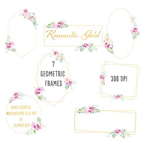 Gold Floral Frames: Geometric Graphic Frames With Flowers. PNG ...