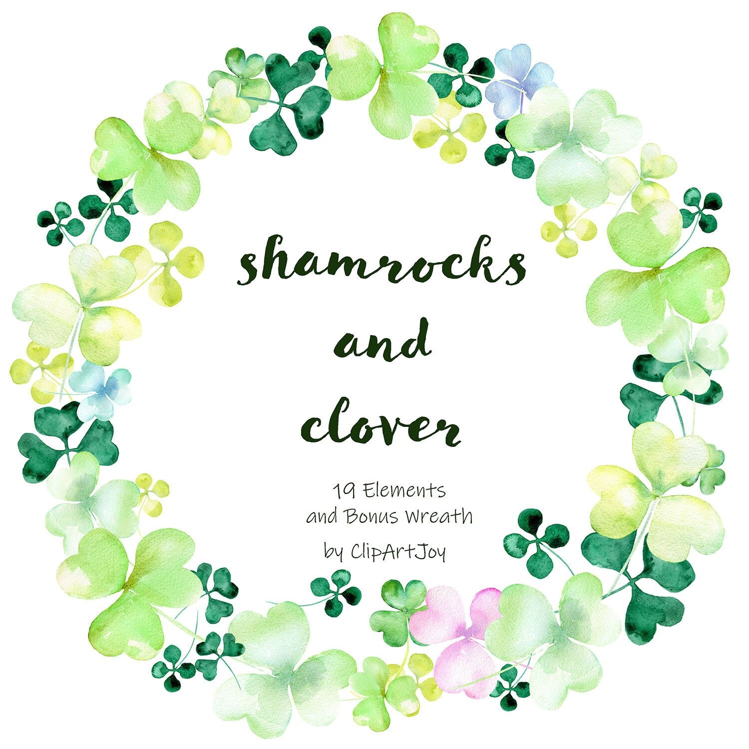 Shamrocks and Clover Clipart: St. Patricks Day Graphics. 19 Elements in ...
