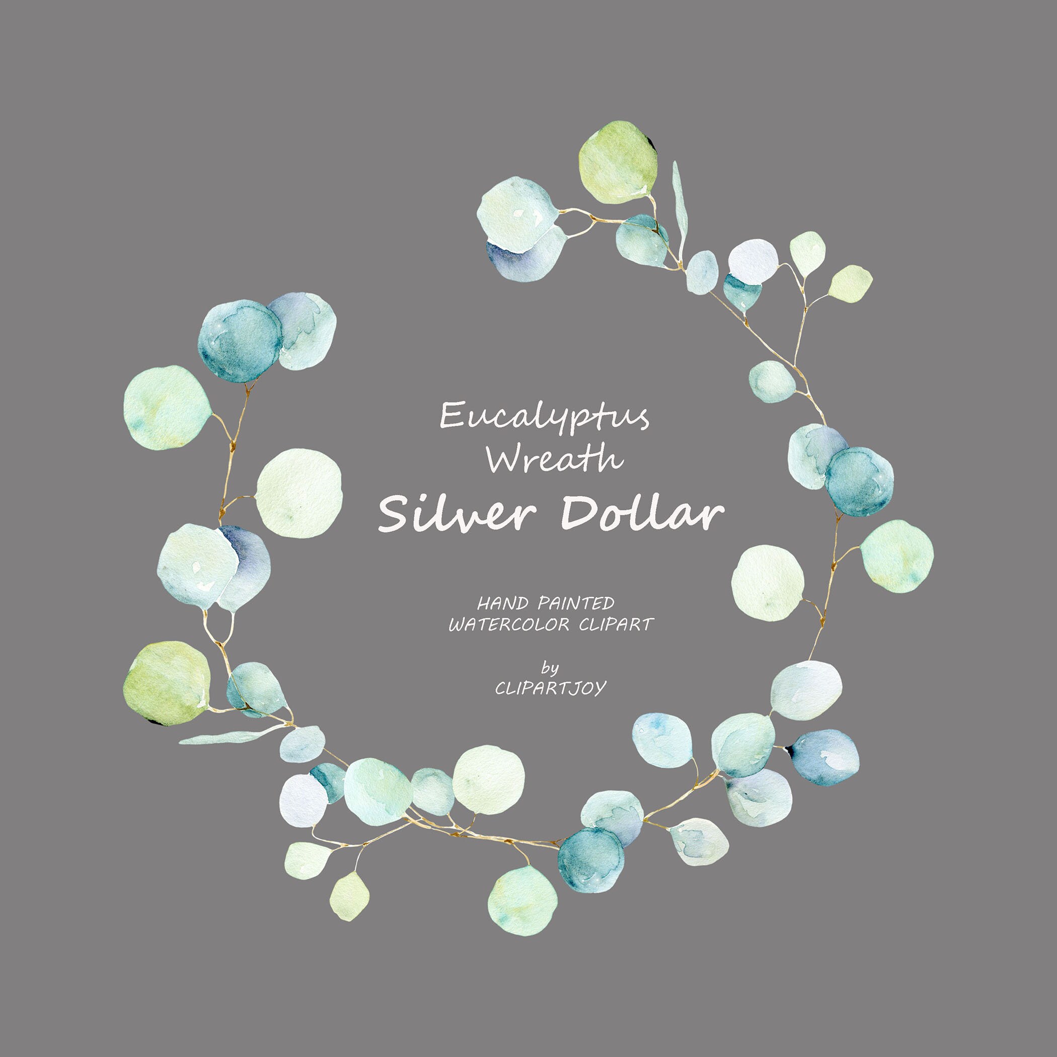 Watercolor Eucalyptus Wreath Clipart: Handpainted Graphic | PNG ...
