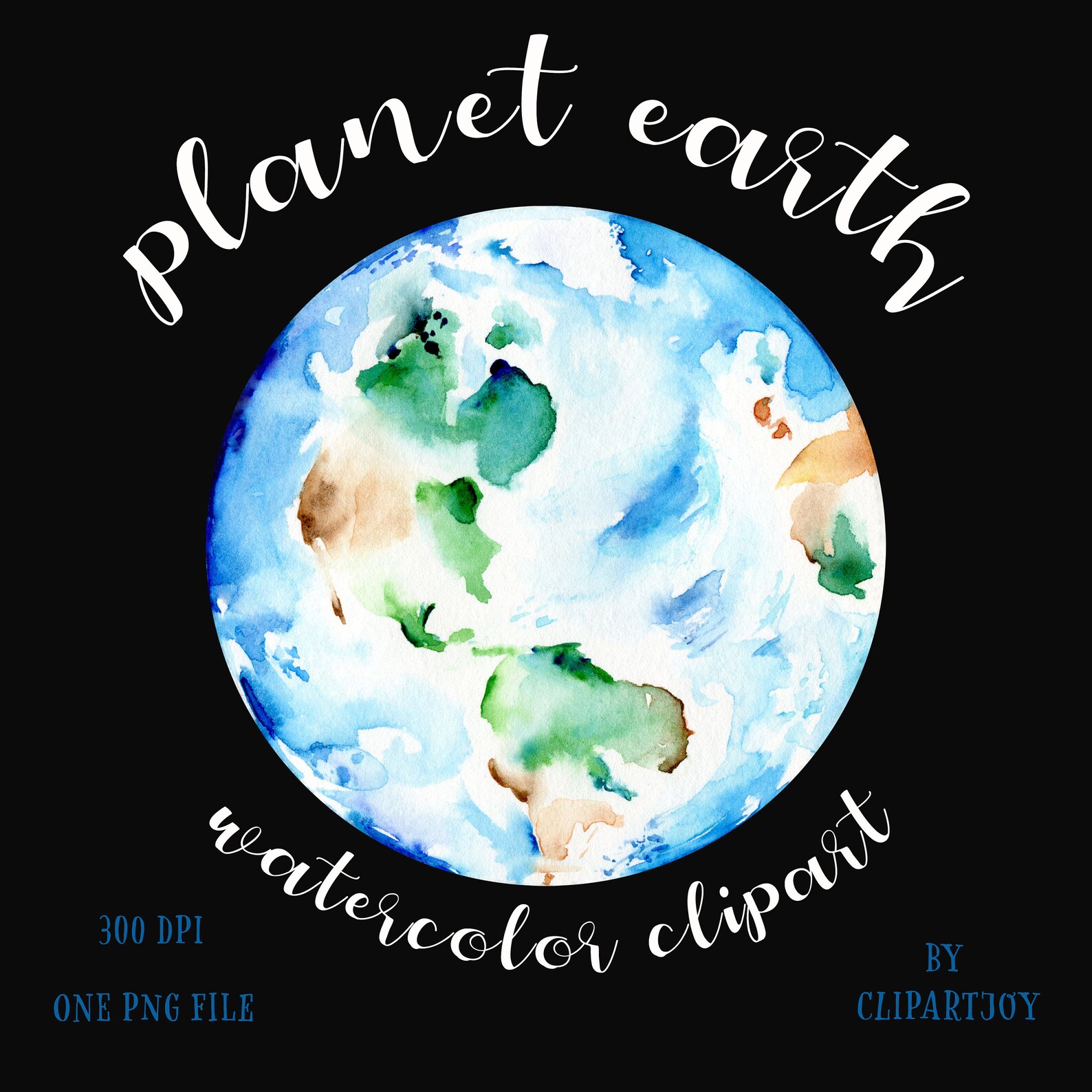 Earth Clipart: Watercolor Graphic of Globe. Handpainted Artwork of ...