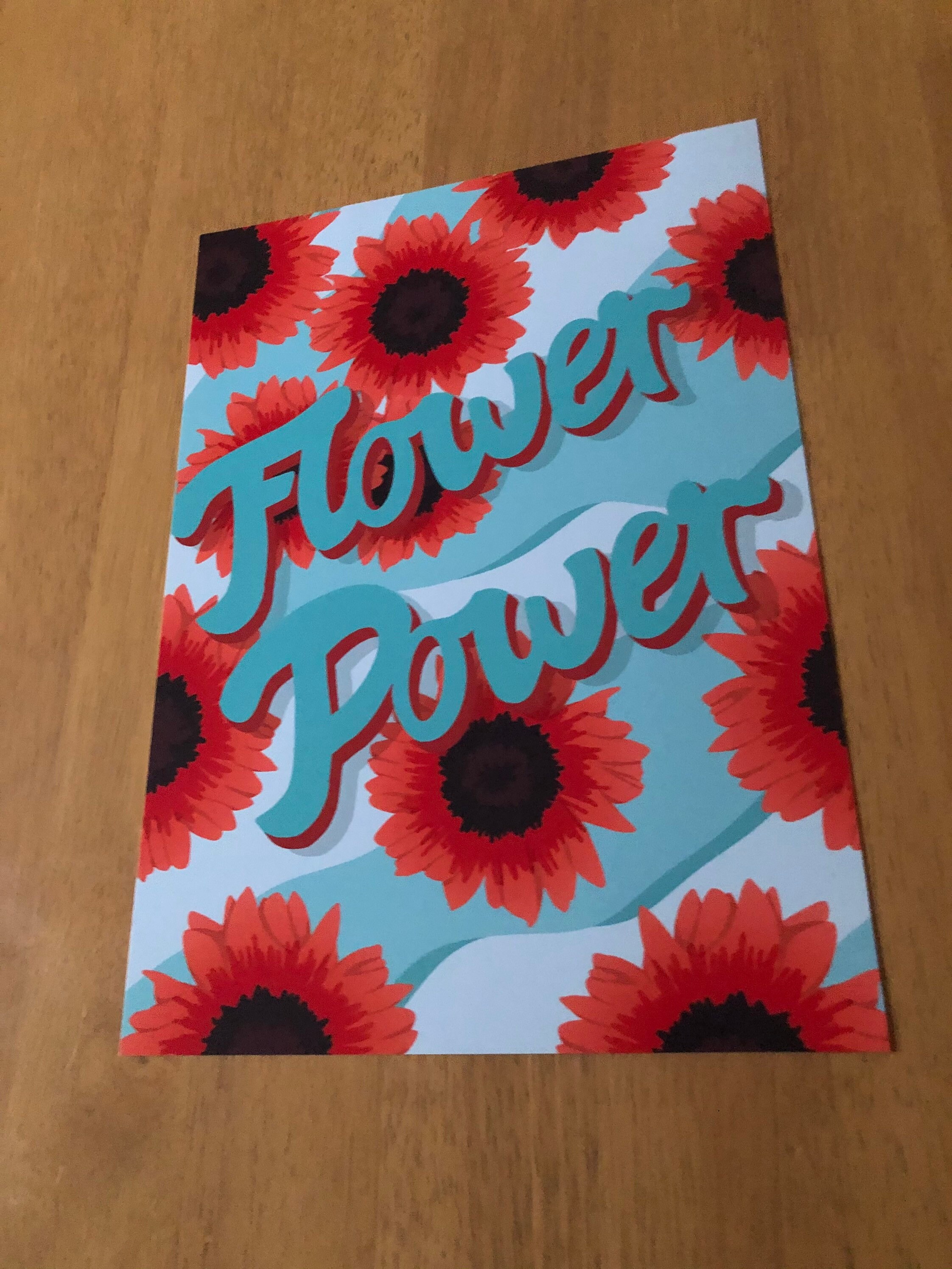 Flower Power 70s Style Wall Art Print Retro Style Wall Decor Sunflower ...