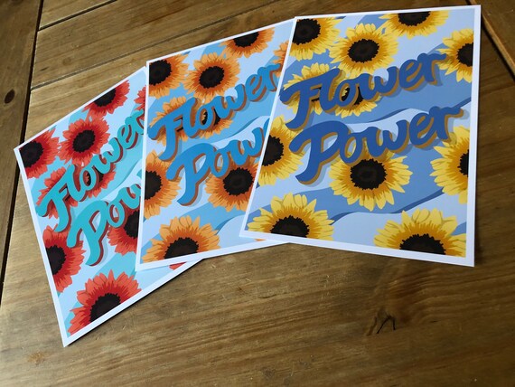 Bordered Flower Power 70er Jahre Stil Wand Kunstdruck - Etsy.de