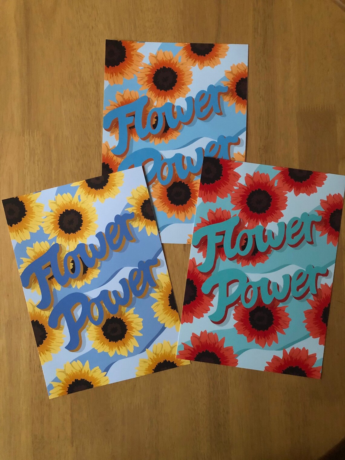 Flower Power 70s Style Wall Art Print Retro Style Wall Decor Sunflower ...