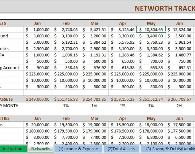 Personal Finance Networth and Income & Expenses Monthly - Etsy