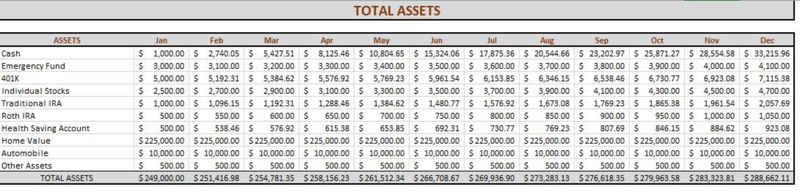 Personal Finance Networth and Income & Expenses Monthly Tracker Excel ...