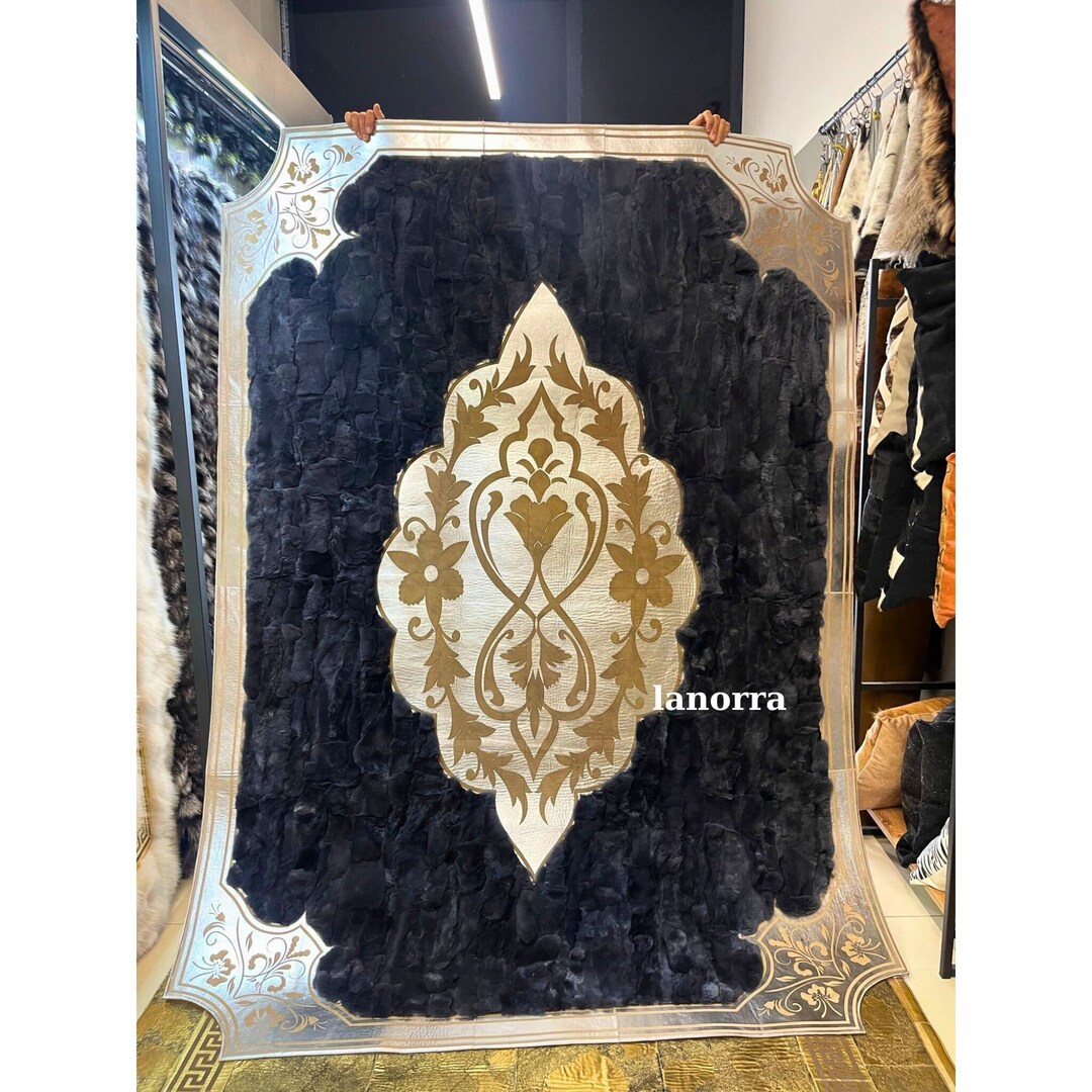 Gray Natural Rabbit Fur Indoor Outdoor Rug, Fluffy Fur Rug, Living Area ...