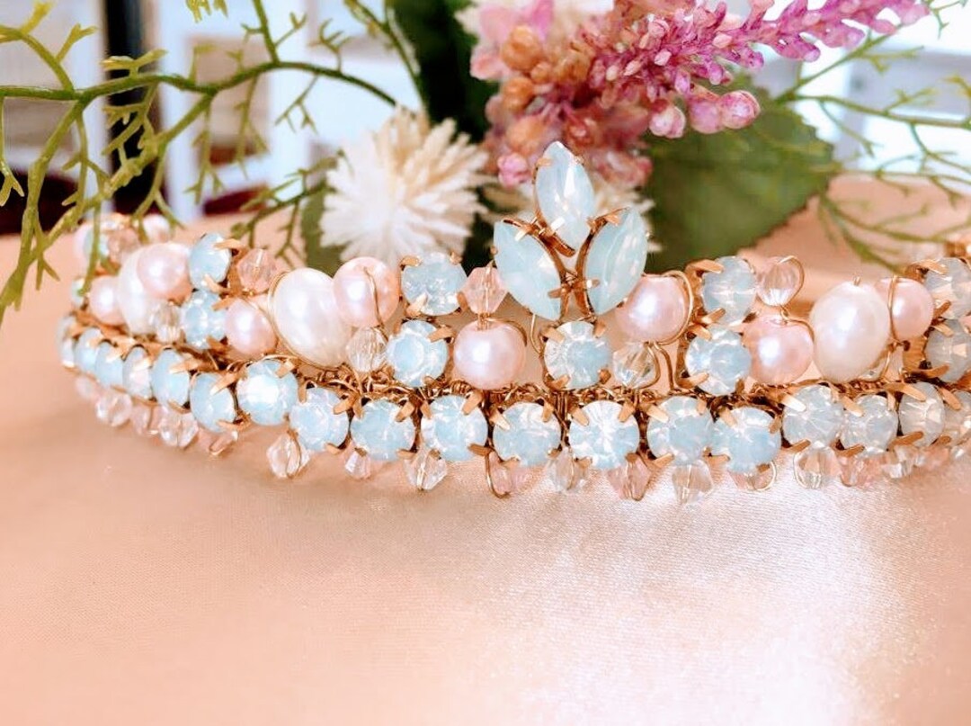 Opal Handmade Tiara, Bridal Tiara, Pearl Tiara, Crystal Tiara, Bridal ...