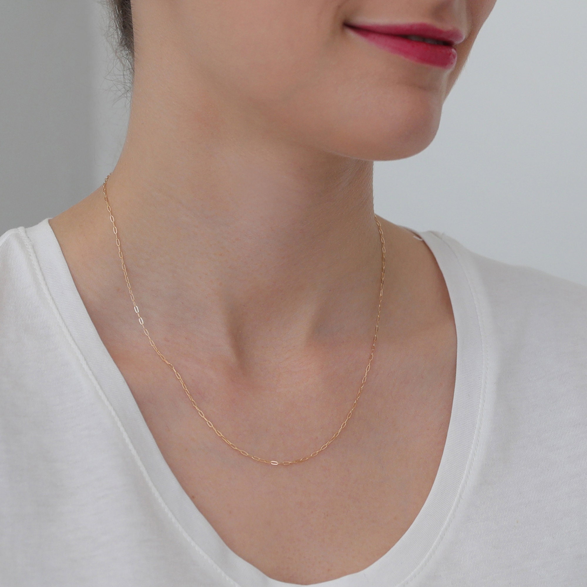 FINE CABLE CHAIN 3 x 1.3 mm 40-60 cm goldfilled 925 | Etsy
