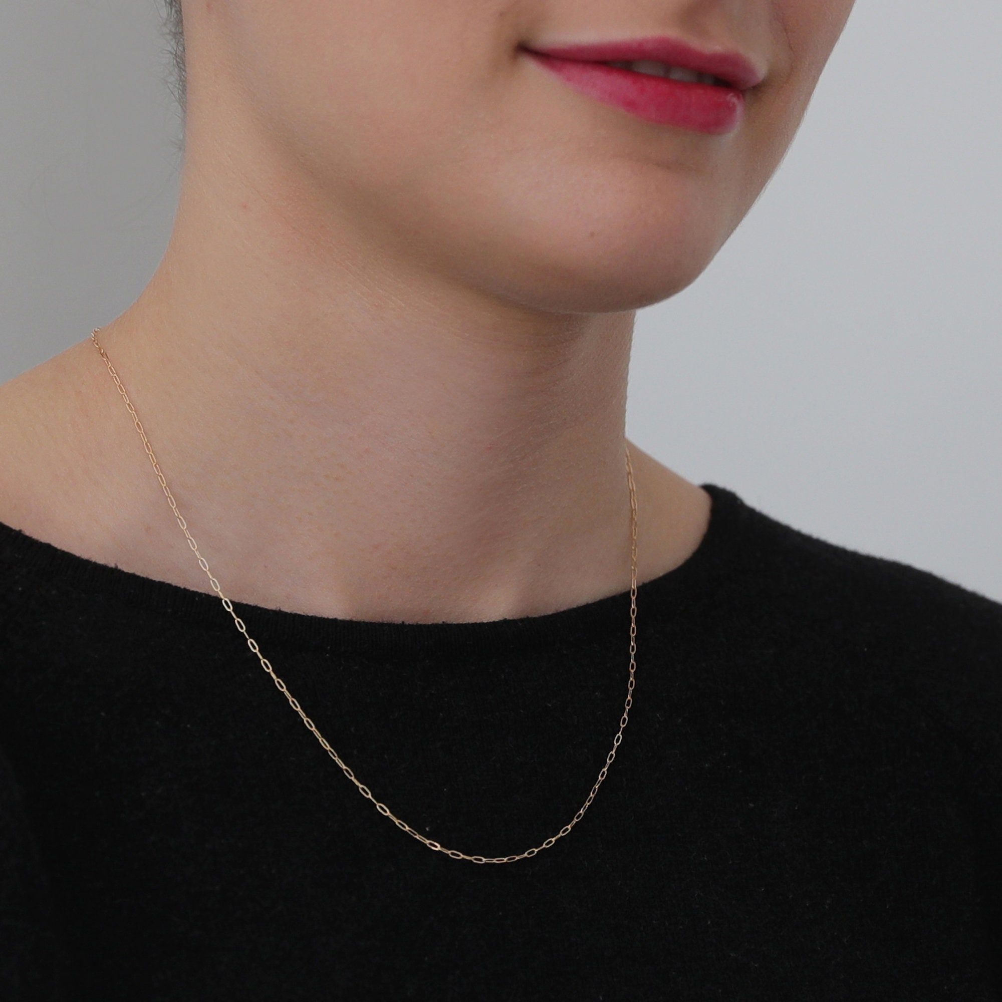 FINE CABLE CHAIN 3 x 1.3 mm 40-60 cm goldfilled 925 | Etsy
