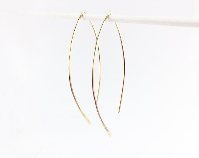 Delicate 2 Inch Gold Hoops, Gold Threader Earrings, Open Hoop Earrings ...