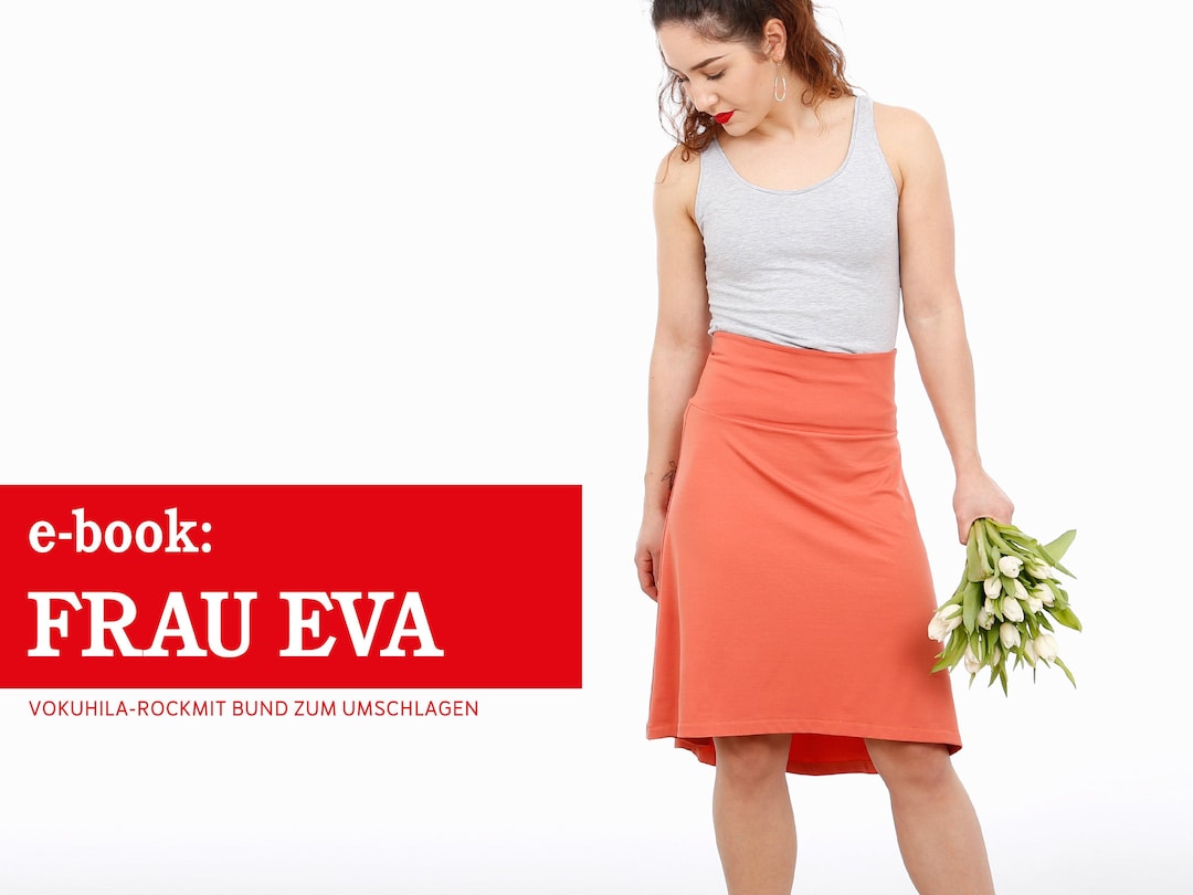 Jersey Skirt With Rolled up Waistband FRAU EVA E-book - Etsy